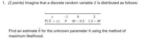 Solved 2 Points Imagine That A Discrete Random Variable X