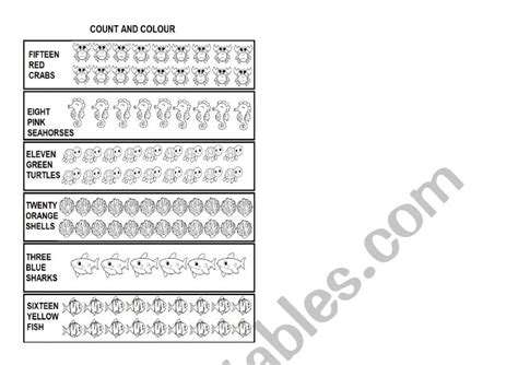 Count And Colour Esl Worksheet By Dolores Gorostidi