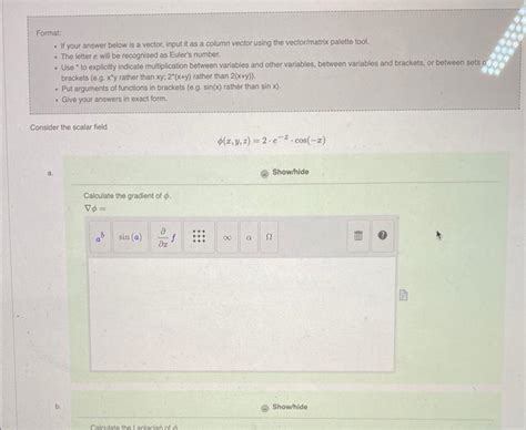 Solved Format If Your Answer Below Is A Vector Input It Chegg