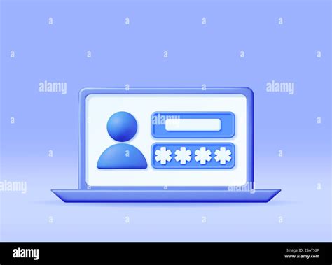 3d User Login Form Page In Laptop Render Password Hidden Stars In Sign In Account Computer