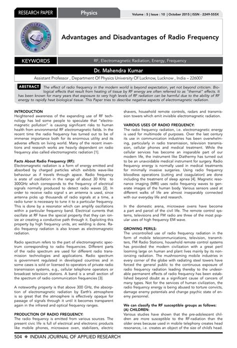 Advantages And Disadvantages Of Radio Frequency