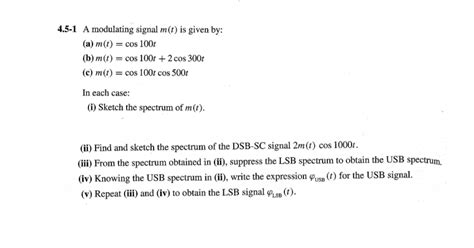 solved 4 5 1 a modulating signal m t is given by a m t
