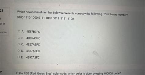 Solved Which Hexadecimal Number Below Represents Correctly
