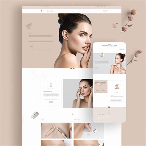 Web Design UI UX Landing Page For Skin Aesthetics Clinic Premium AI Generated Image