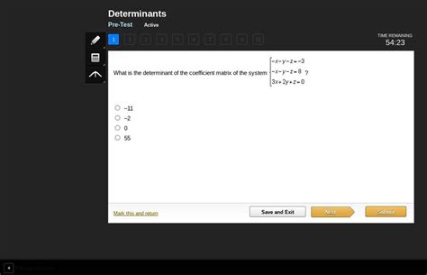 Solved What Is The Determinant Of The Coefficient Matrix Of The System