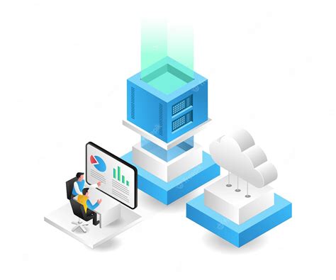 Premium Vector 3d Isometric Concept Illustration Of Team Analyzing Cloud Server Data