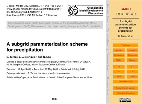 Pdf A Subgrid Parameterization Scheme For Precipitation