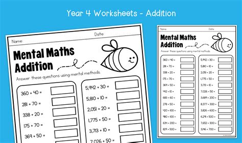 Year 4 Mental Maths Addition Worksheets Ks2 Addition Primary Maths