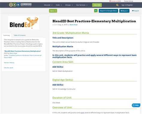 Blended Best Practices Elementary Multiplication Oer Commons