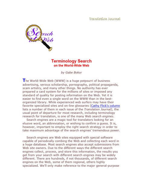 Terminology Search On The Web Pdf Grammatical Gender World Wide Web