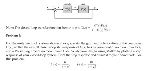 Solved Note The Closed Loop Transfer Function From R To Y Chegg