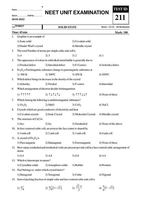SOLUTION Solid State Practice Questions Studypool