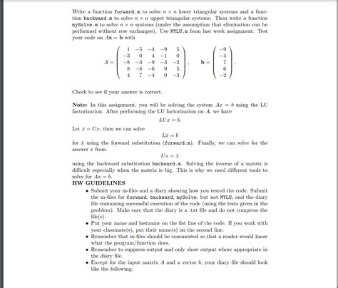Solved Write A Function Forward M To Solve Nn Lower Chegg