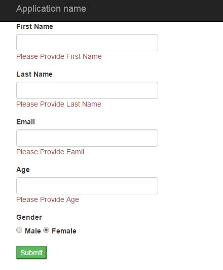 form validations using mvc