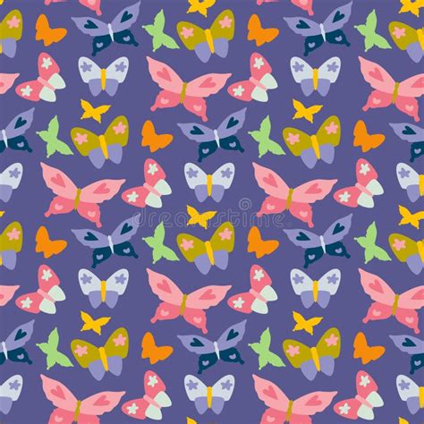 Seamless Vector Pattern With Flat Butterfly For Girls Stock Vector