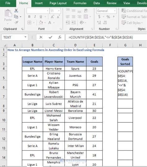How To Arrange Numbers In Ascending Order In Excel Using Formula