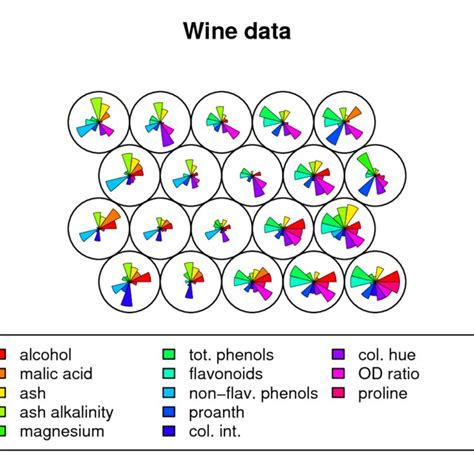A Plot Of The Codebook Vectors Of The 5 By 4 Mapping Of The Wine Data