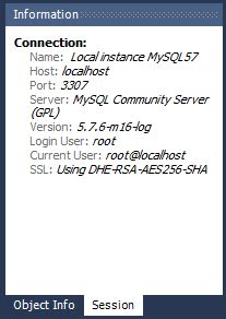 MySQL MySQL Workbench Manual Session And Object Information Panel