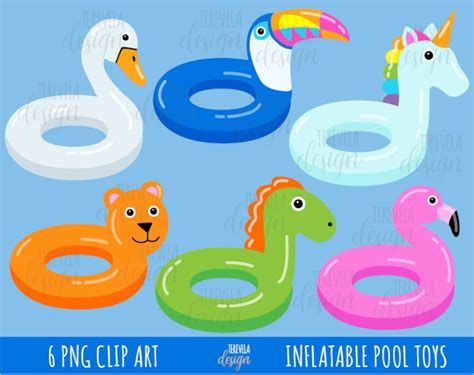 Inflatable Pool Toys Clipart Pool Party Clipart Summer Clipart