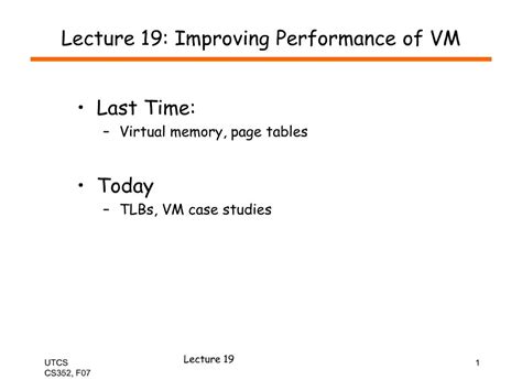 Ppt Lecture 19 Improving Performance Of Vm Powerpoint Presentation