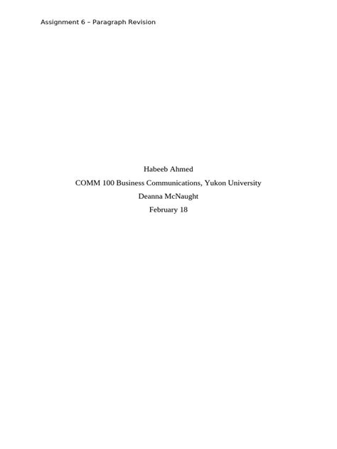 Assignment 6 Paragraph Revision Pdf