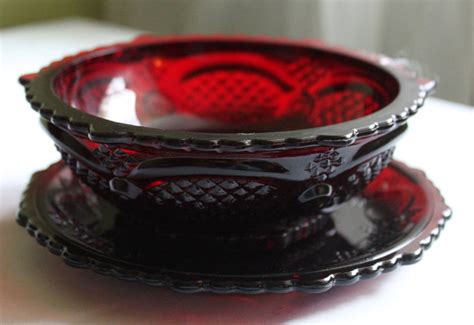 Avon Cape Cod Collection Ruby Red Glass Small Plate Etsy