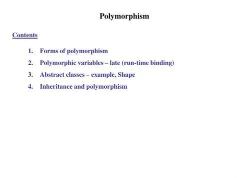 PPT Polymorphism PowerPoint Presentation Free Download ID 346732