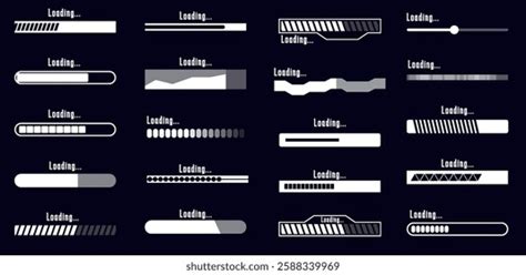 Set Loading Progress Indicators Digital Elements Stock Vector Royalty
