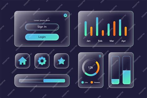 Premium Vector Gradient Glassmorphism Effect Ui Elements Collection