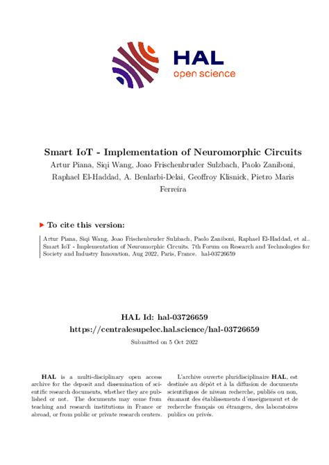 Pdf Smart Iot Implementation Of Neuromorphic Circuits