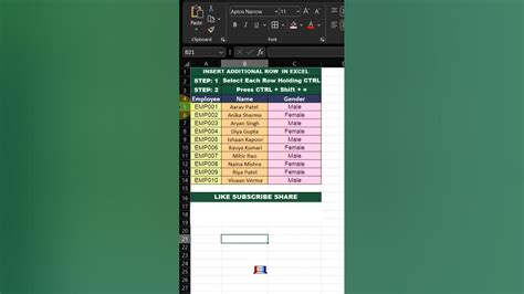 Excel Add Row Trick Excel Exceltips Exceltricks Youtube