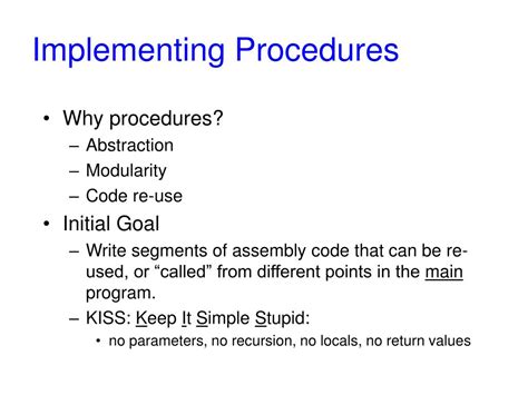 Ppt Implementing Procedures Understanding Subroutines And Control Abstraction Powerpoint