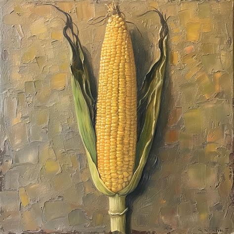 A Painting Of A Corn On A Wall With The Words Corn On It Premium Ai