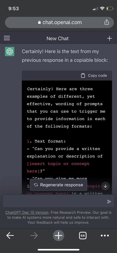 Add “provide Your Answer In A Copiable Prompt” To Make Copying Its