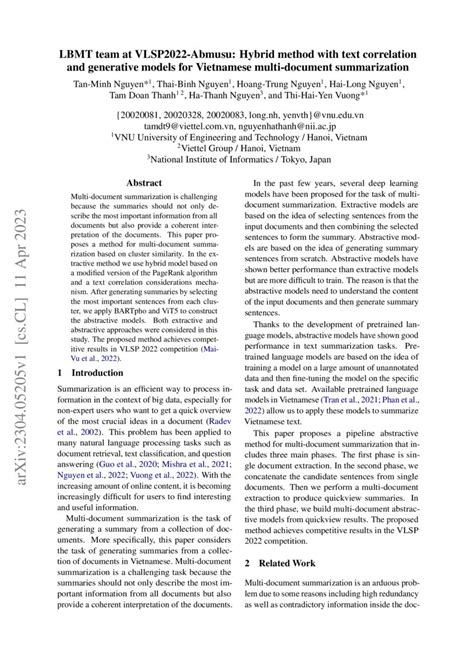 Lbmt Team At Vlsp2022 Abmusu Hybrid Method With Text Correlation And