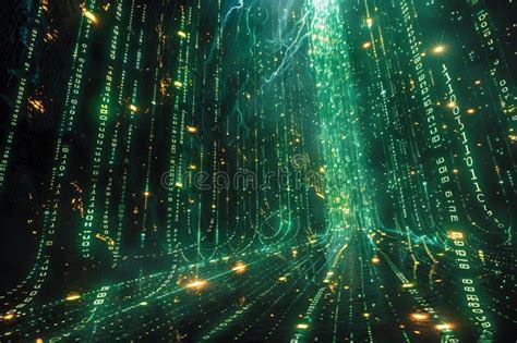 Digital Image Of Black Background With Green Digital Code The Matrix Style High Resolution