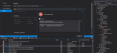 Reactjs Publishing Error In Visual Studio With React With Redux