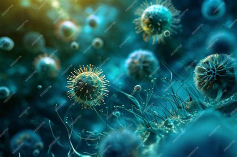 Premium Photo Micro Biological Cells Blue Macro Bio Strand Human Body