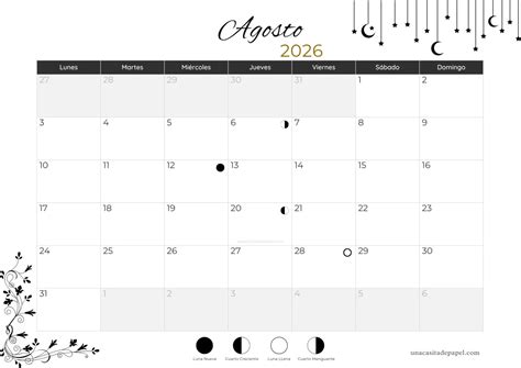 Calendario Lunar 2026 ️ Para Imprimir