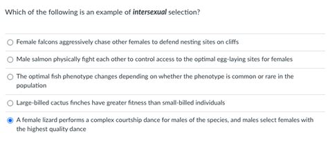 Solved Which Of The Following Is An Example Of Intersexual Chegg Com