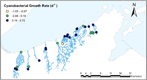 Sampling Locations Of Experimental Cyanobacterial Growth Rate For July Download Scientific