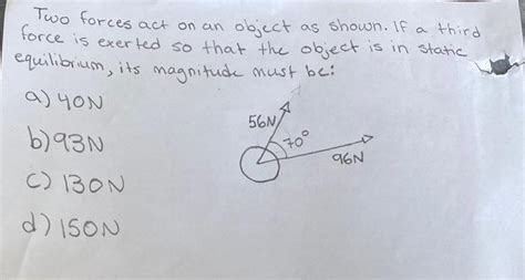 Solved Two Forces Act On An Object As Shown If A Third Chegg
