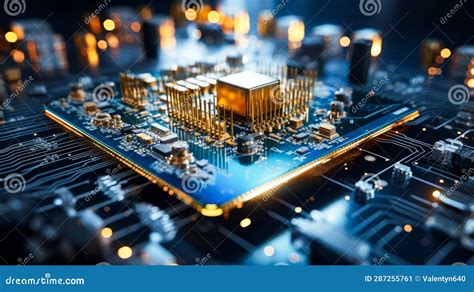 Close Up Of Cpu Chip On Computer Board Generative AI Stock Illustration Illustration Of