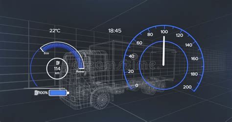 Image Of 3d Car Model And Speedometer Over Dark Background Stock Illustration Illustration Of