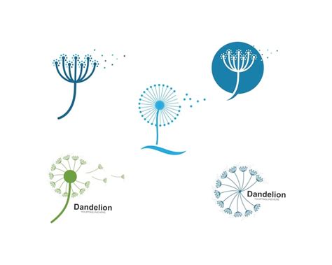 Vector De Icono De Logotipo De Flor De Diente De León Vector Premium
