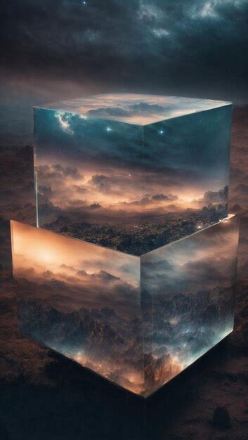 Premium Photo A Translucent Cube Traps By Clouds