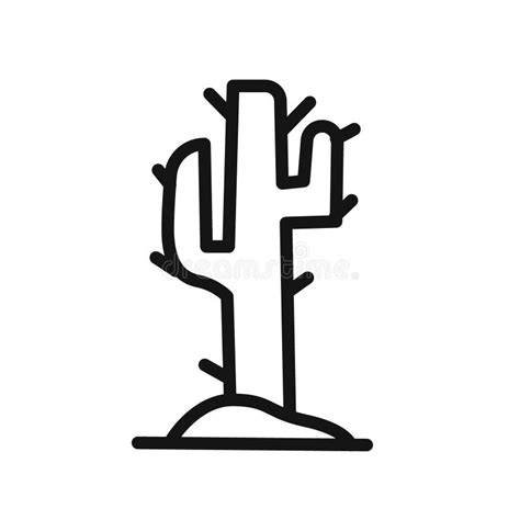 Cactus Icon Linear Vector Graphics Sign Stock Vector Illustration Of