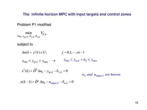 the infinite horizon mpc with input targets and control zones ppt