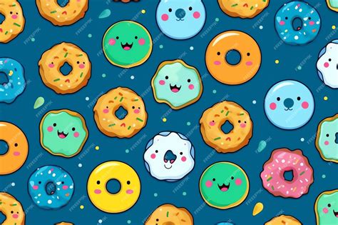 Premium Photo Cute Donut Cartoon Colorful Wallpaper