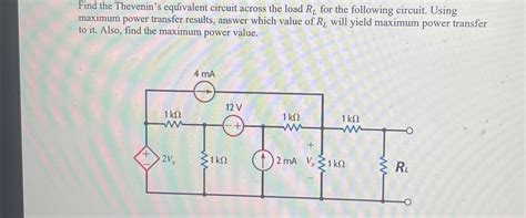 find the thevenin s equivalent circuit across the